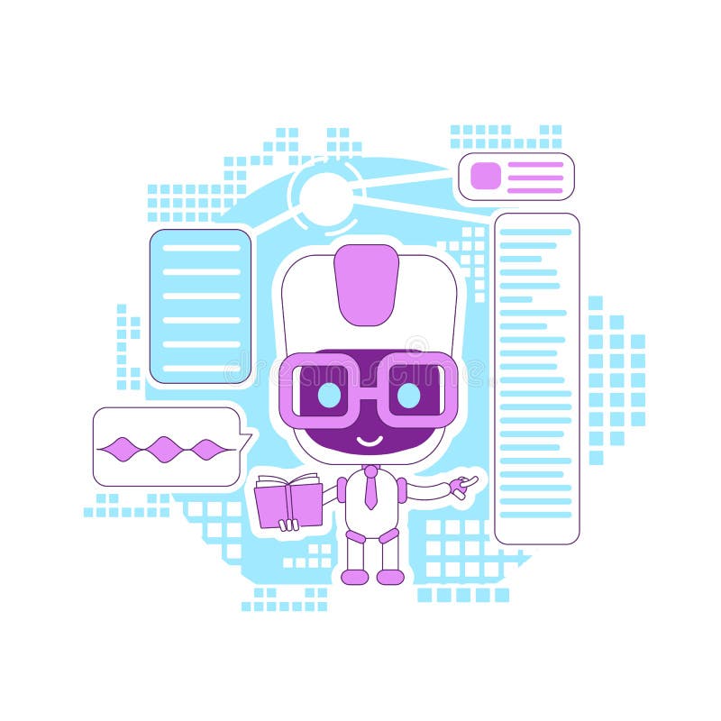 Learning Assistant, Informational Bot Thin Line Concept Vector ...