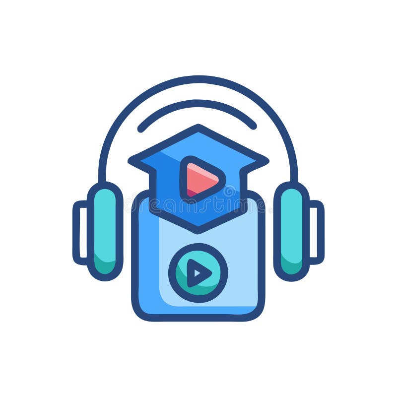 Learning through Audio Icon Stock Vector - Illustration of book ...