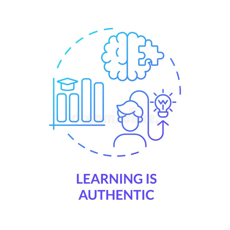 Learning is Authentic Blue Gradient Concept Icon Stock Vector ...