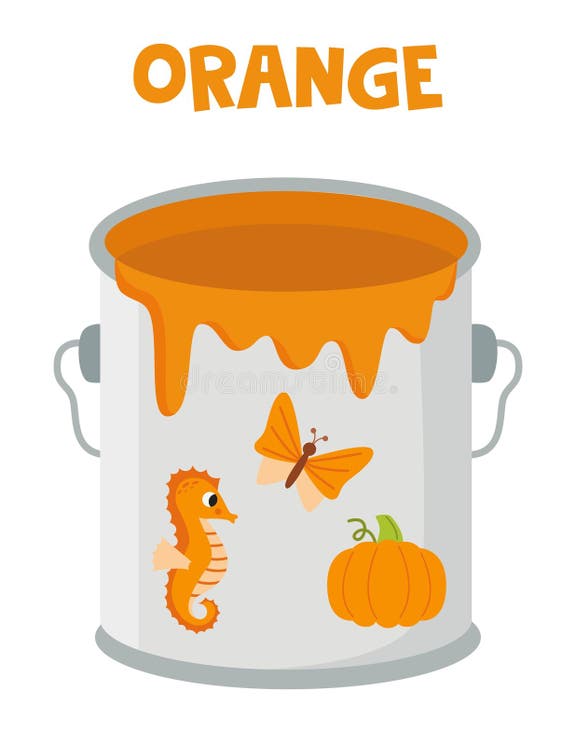 Learning Basic Colors for Kids. Color Flashcard. Orange Paint Can ...