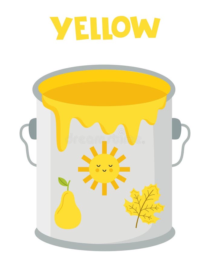 Learning Basic Colors for Kids. Color Flashcard. Yellow Paint Can ...