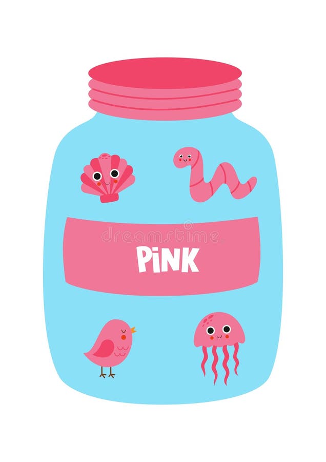 Learning Basic Colors with Colorful Jars. Worksheet for Kids. Pink ...