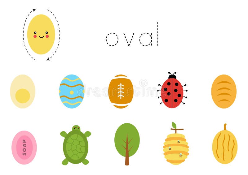 Learning Basic Geometric Form for Children. Cute Oval. Stock Vector ...