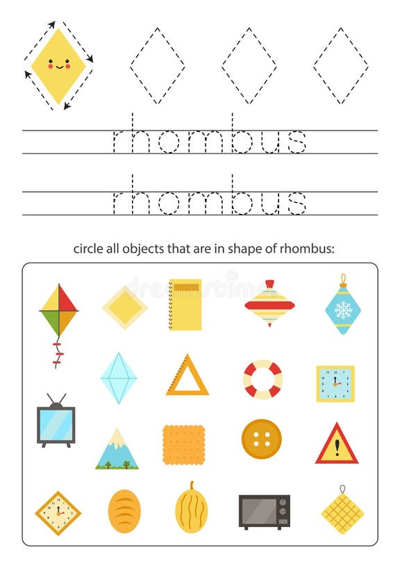 Learning Basic Geometric Form for Children. Find Rhombus Objects. Stock ...