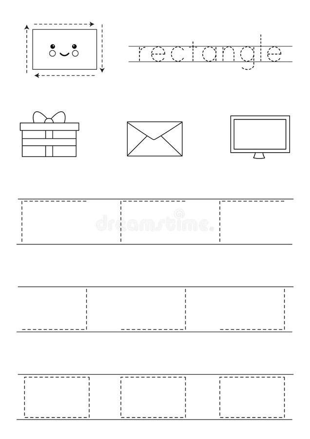 Learning Basic Geometric Forms for Children. Black and White Rectangle ...