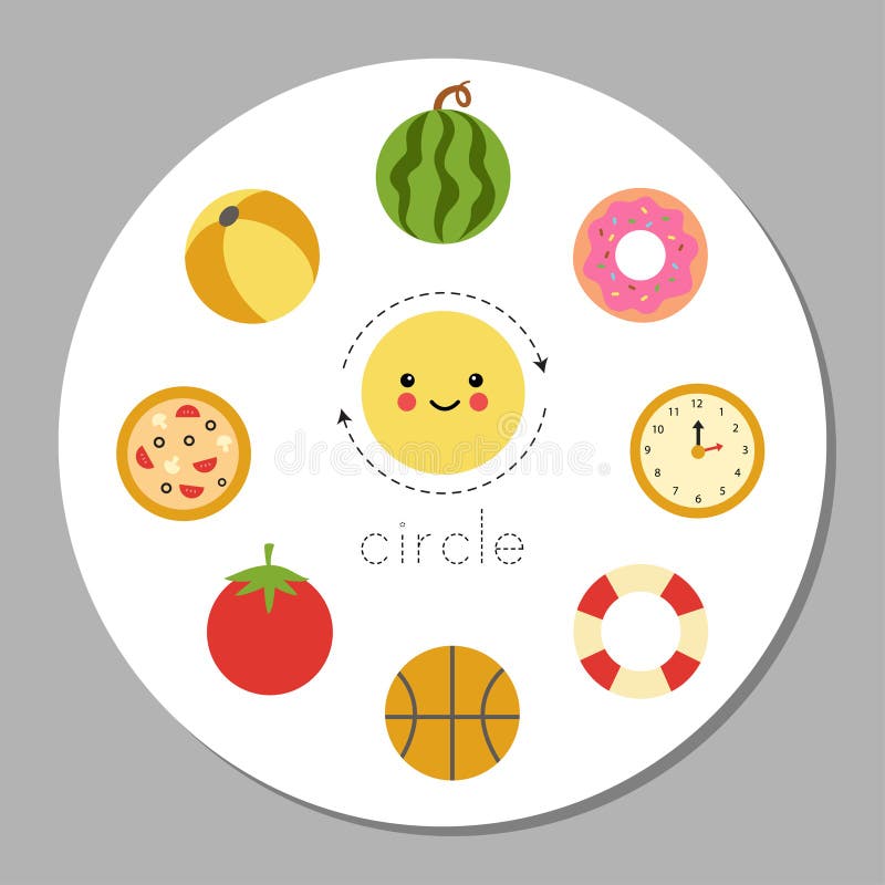 Learning Circle Shape for Children. Basic 2d Shapes. Stock Vector ...