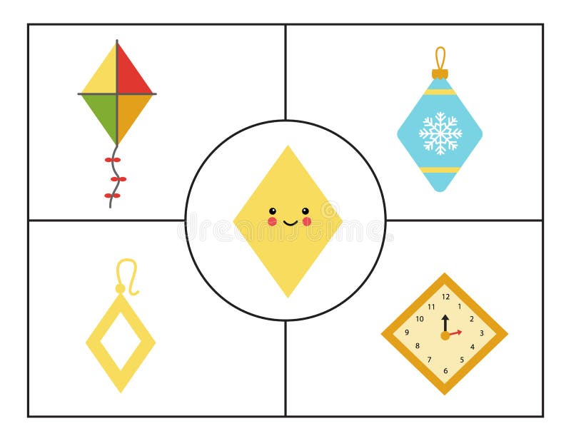 Learning Basic Geometric Forms for Children. Cute Rhombus. Stock Vector ...