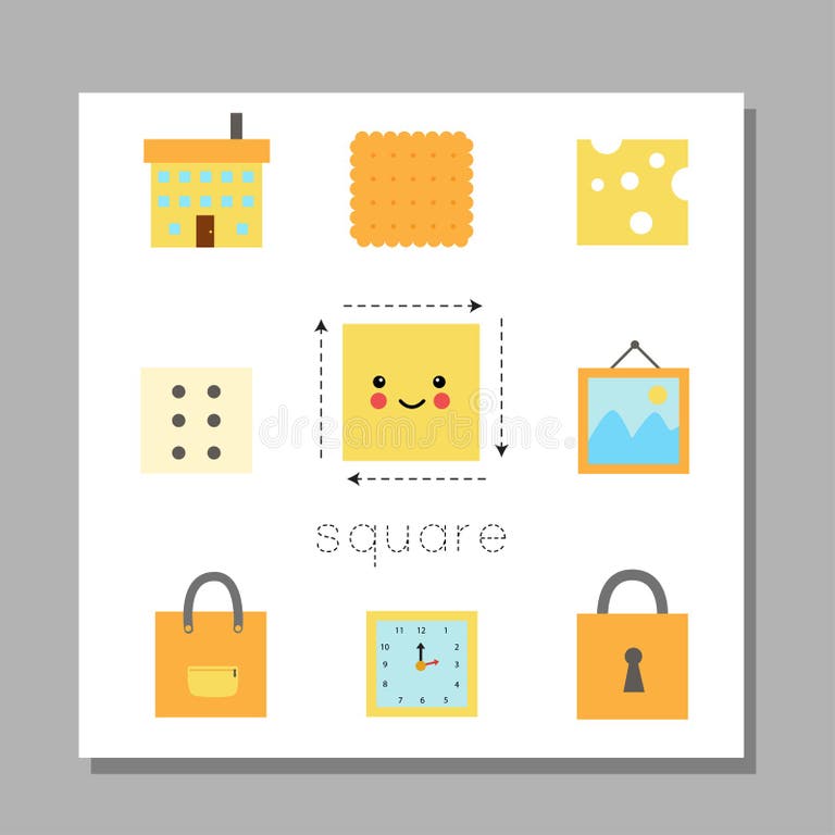 Learning Basic Geometric Forms for Children. Cute Square Stock ...