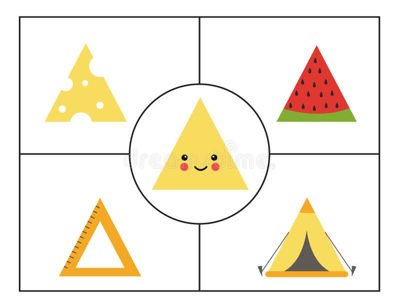 Learning Basic Geometric Forms for Children. Cute Triangle. Stock ...