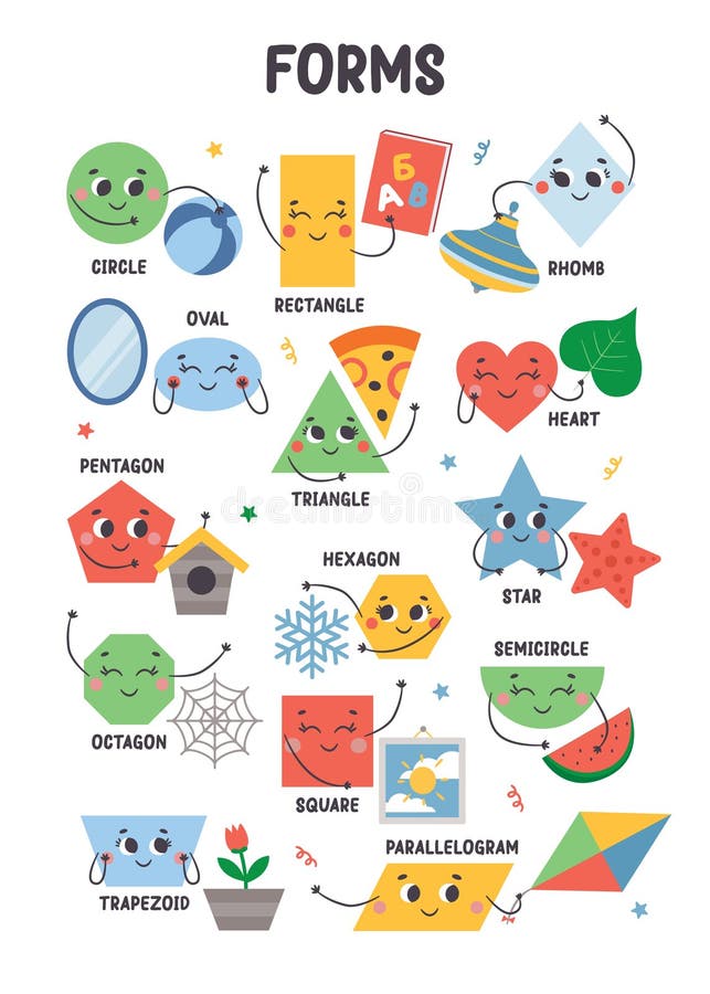 Learning Basic Geometric Form for Children. Find Oval Objects. Stock ...