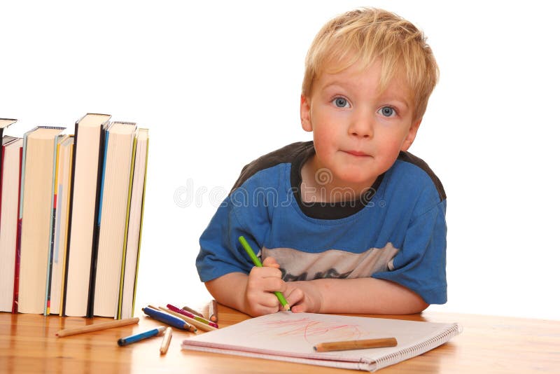 Adorable boy studying stock image. Image of children - 19815569