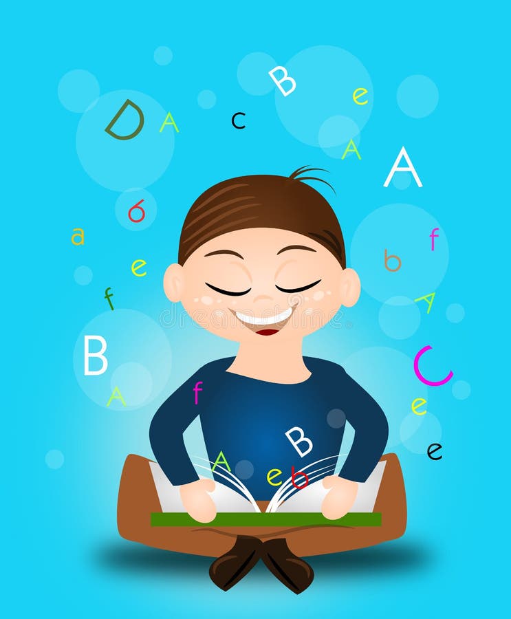 Learning boy illustration stock illustration. Illustration of cartoon ...