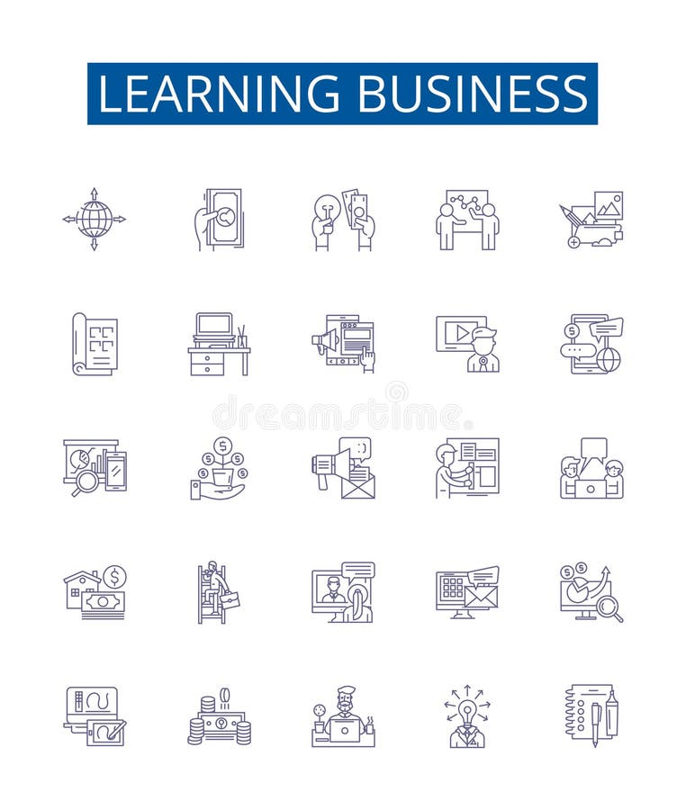 Learning Business Line Icons Signs Set. Design Collection of Business ... Learning Business Line Icons Signs Set. Design Collection of Business ...