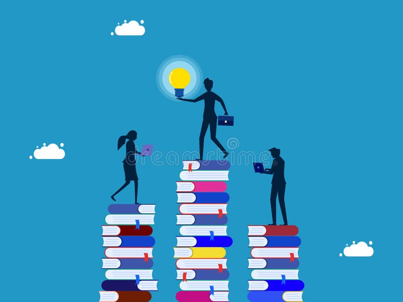 Learning for Business Success. Business Team with Stacks of Books Stock ...