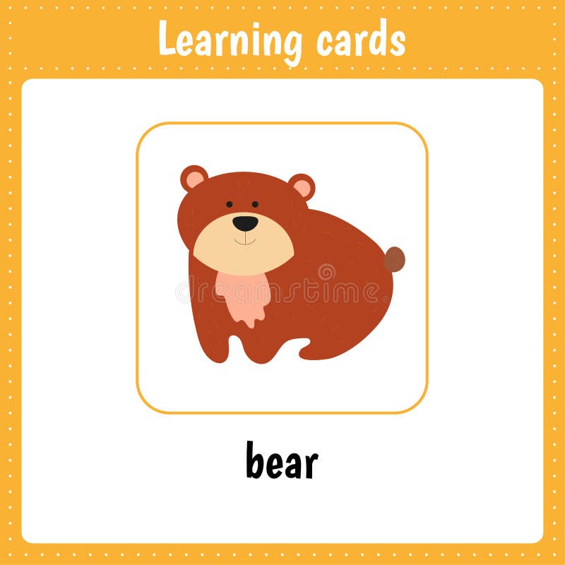 Learning Cards for Kids. Animals Stock Vector - Illustration of animal ...