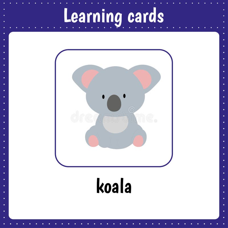 Learning Cards for Kids. Animals Stock Vector - Illustration of cards ...