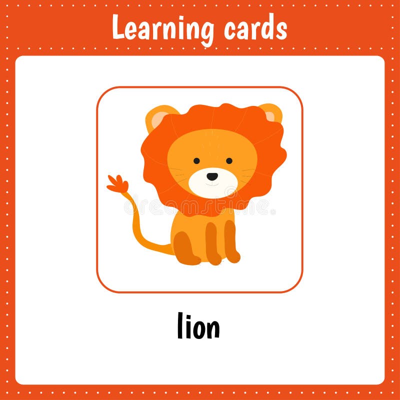 Learning Cards for Kids. Animals Stock Vector - Illustration of ...