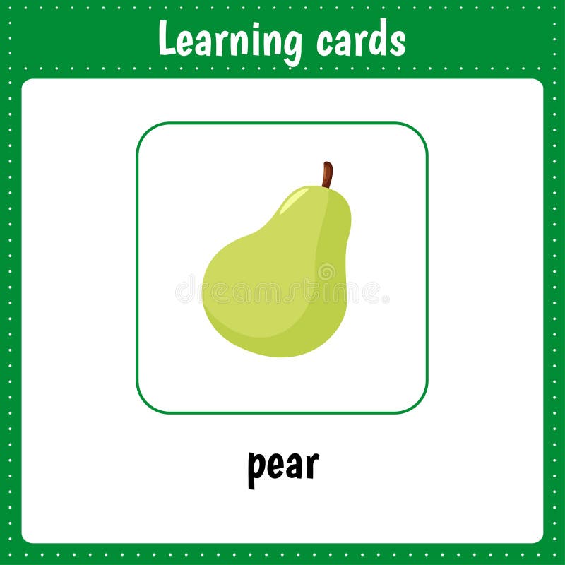 Learning Cards for Kids. Pear.Preschool Activity for Children Stock ...