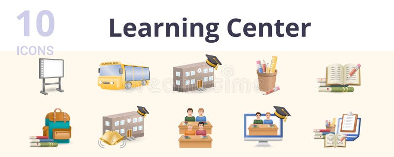 Learning Center Set. Creative Icons: Interactive Board, School Bus ...