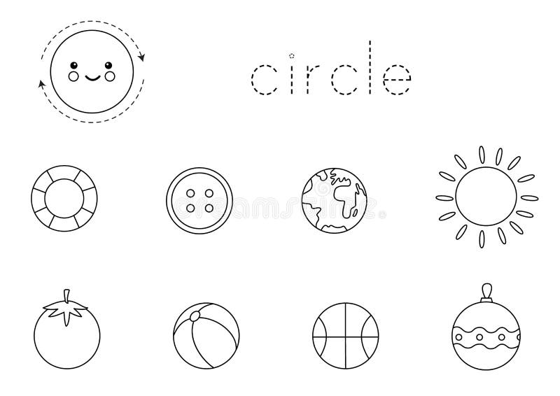 Learning Circle Shape for Children. Basic 2d Shapes. Stock Vector ...