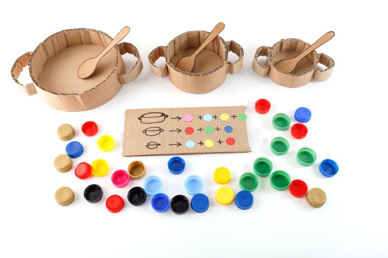 Learning Colors or Math with Kids Using Recycled Plastic Bottle Caps ...