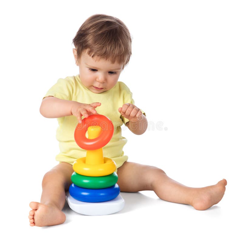 Little Baby Boy Learning Colors and Shapes Stock Photo - Image of multi ...