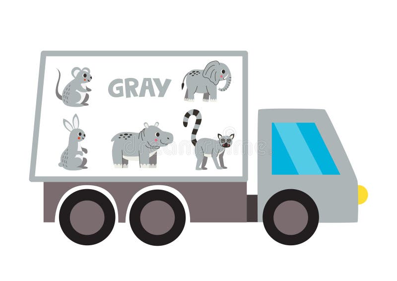 Learning Colors for Kids. Gray Color Flash Card. Gray Truck. Stock ...