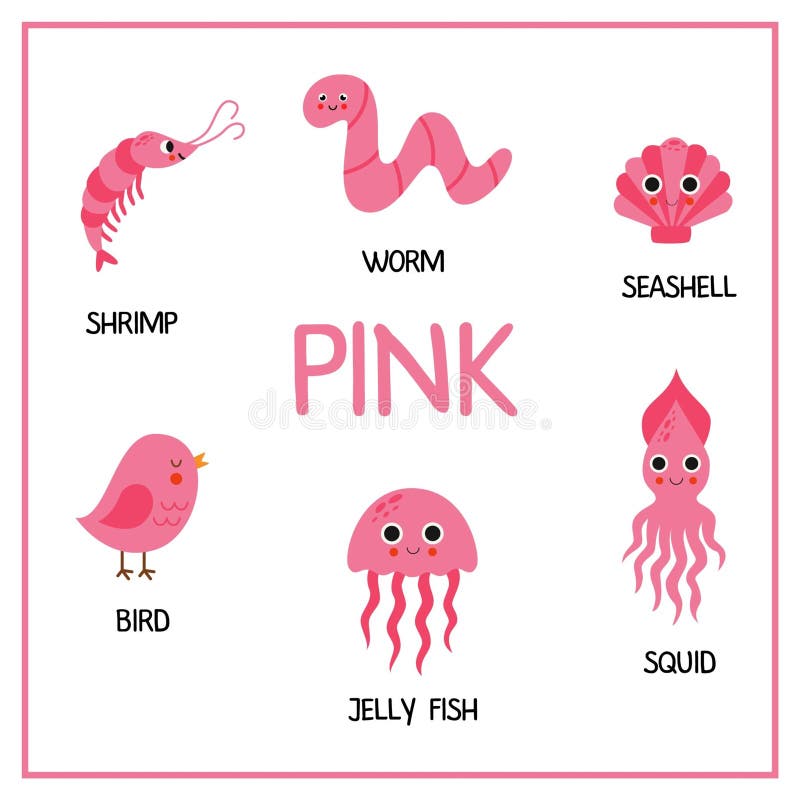 Color All Pink Objects. Learning Basic Colors for Kids. Stock Vector ...