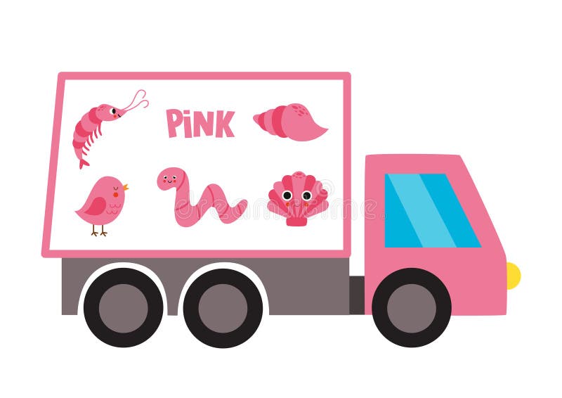 Learning Colors for Kids. Pink Color Flash Card. Pink Truck. Stock ...