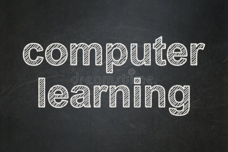 Learning Concept: Computer Learning on Chalkboard Background Stock ...