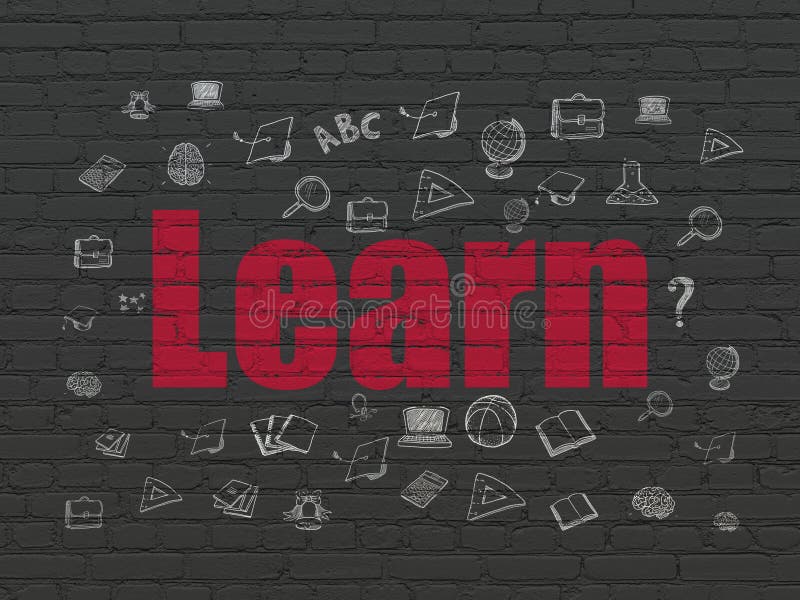 Learning Concept: Learn on Wall Background Stock Illustration ...