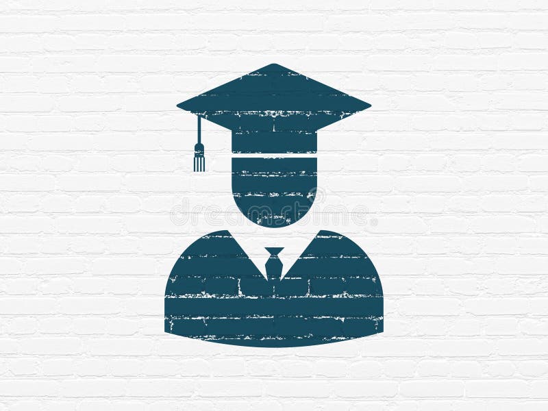 Learning Concept: Student on Wall Background Stock Illustration ...