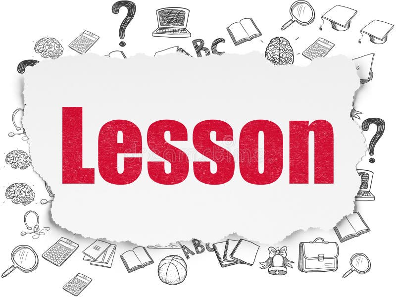 Learning Concept: Lesson on Torn Paper Background Stock Illustration ...