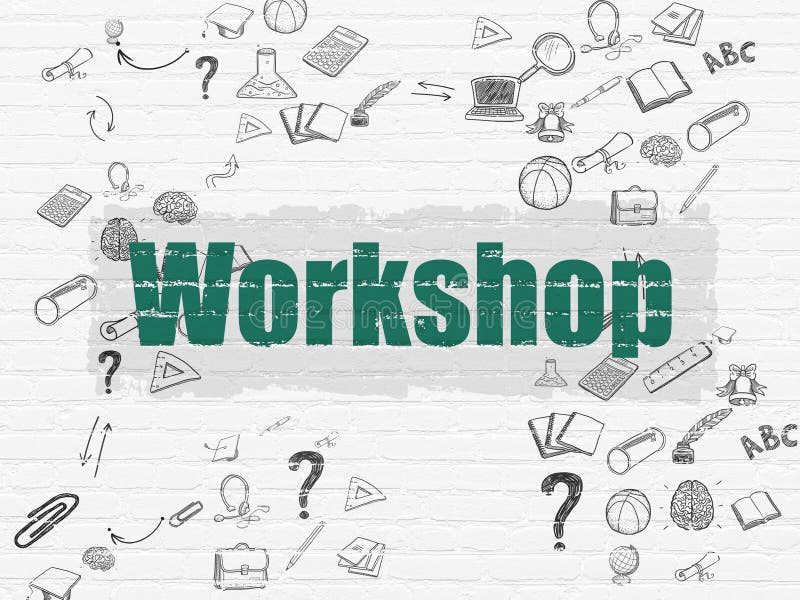 Learning Concept: Workshop on Wall Background Stock Illustration ...