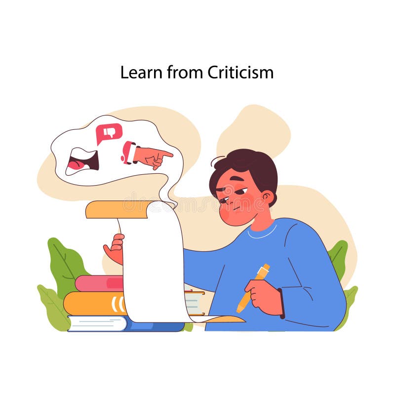 Learning from Criticism Concept. Flat Vector Illustration Stock Vector ...
