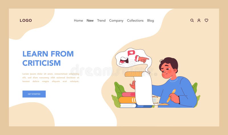 Learning from Criticism Concept. Flat Stock Vector - Illustration of ...