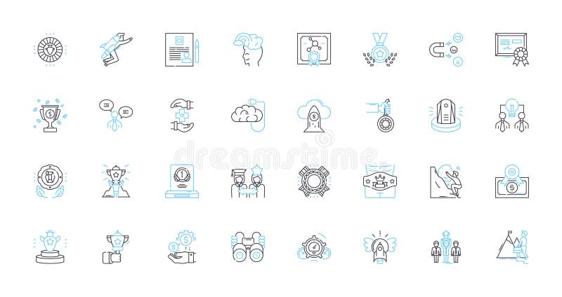 Learning Curve Linear Icons Set. Growth, Evolution, Progression ...