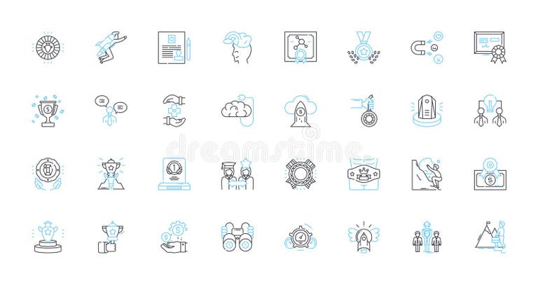 Learning Curve Linear Icons Set. Growth, Evolution, Progression ...