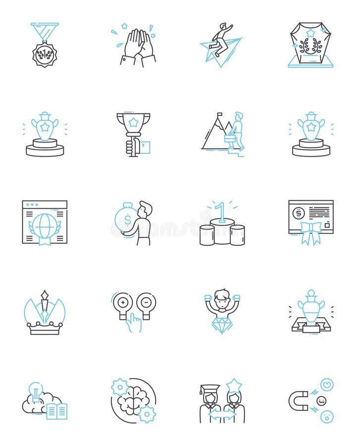 Learning Curve Linear Icons Set. Growth, Evolution, Progression ...
