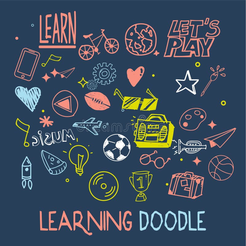 Learning Doodle. School Concept - Vector Stock Vector - Illustration of ...