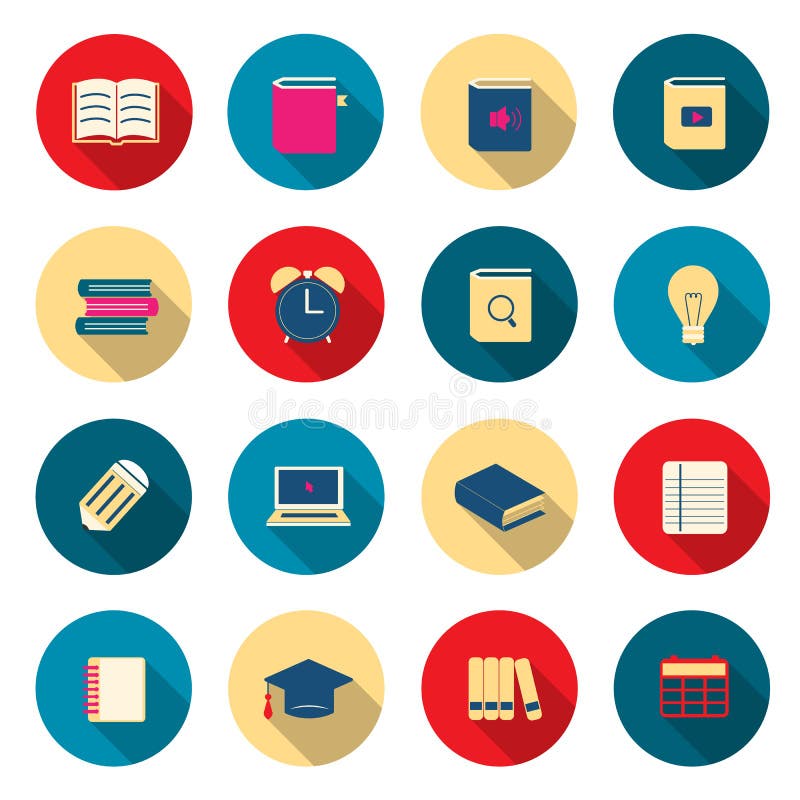 Learning Education Color Icons Set Stock Vector - Illustration of icons ...