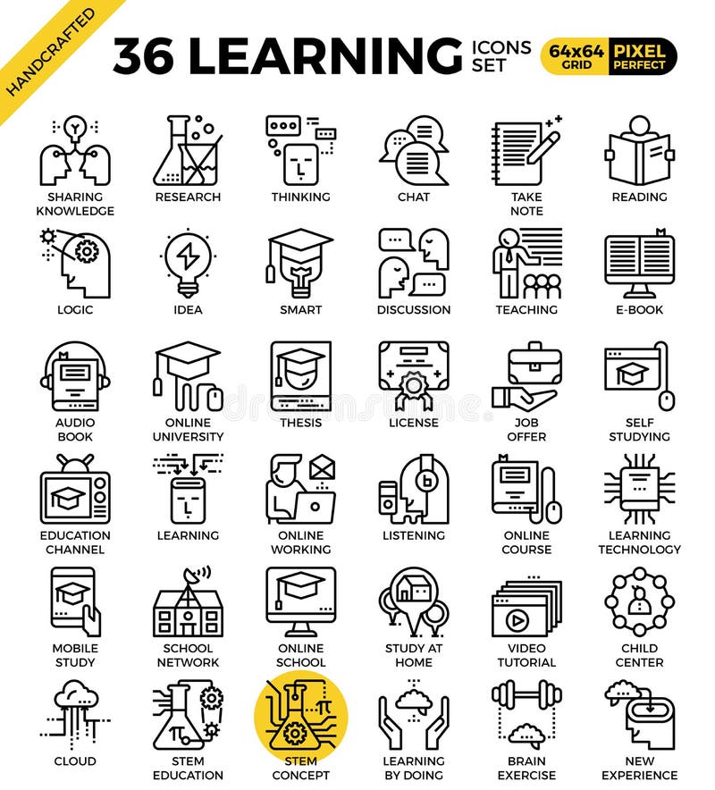 Learning, Education Concept, Icons Stock Vector - Illustration of ...