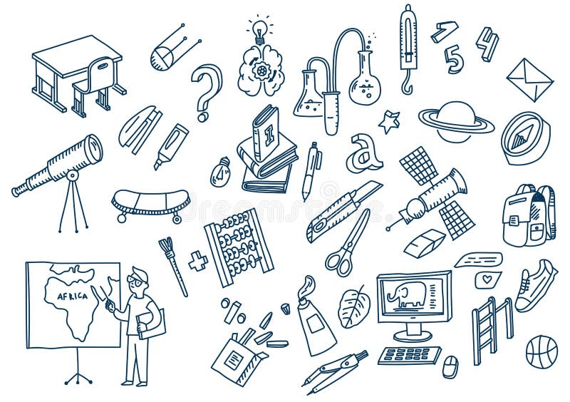 Learning and Education Hand Drawn Doodle School Elements Stock Vector ...