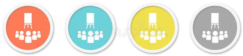 Learning or Education Icon - Symbol on 4 Round Buttons Stock ...