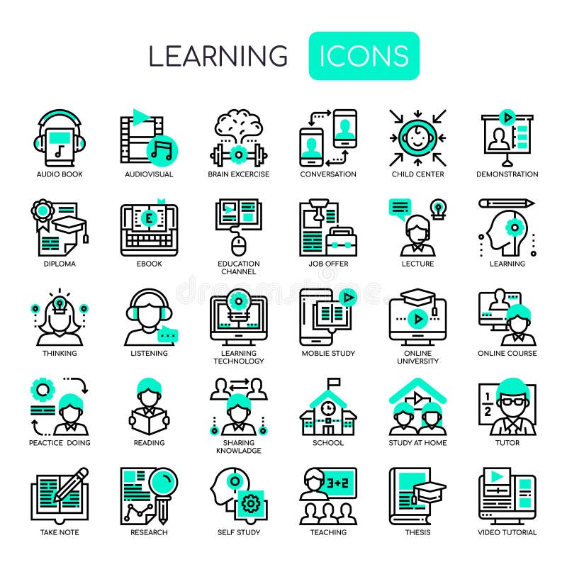 Learning Elements, Pixel Perfect Icons Stock Vector - Illustration of ...