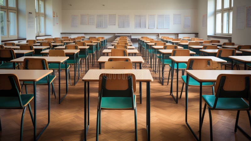Learning Empty Classroom Desk Stock Illustration - Illustration of ...