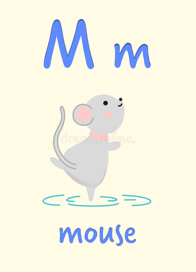 Learning English Alphabet. Card with Letter M and Mouse, Illustration ...