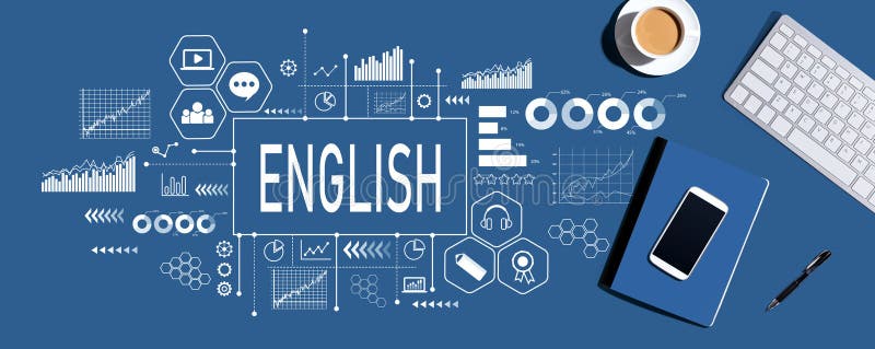 Learning English Concept with Computer Keyboard and Office Items Stock ...