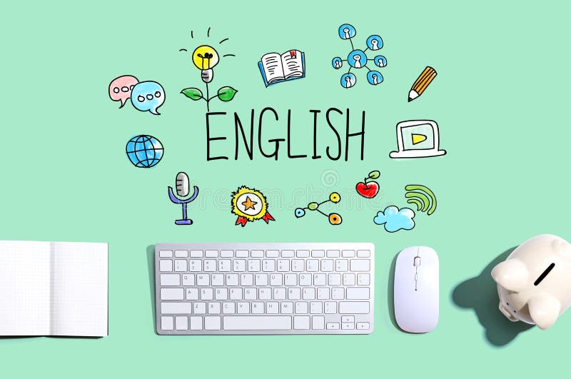 Learning English Concept with a Computer Keyboard Stock Image - Image ...