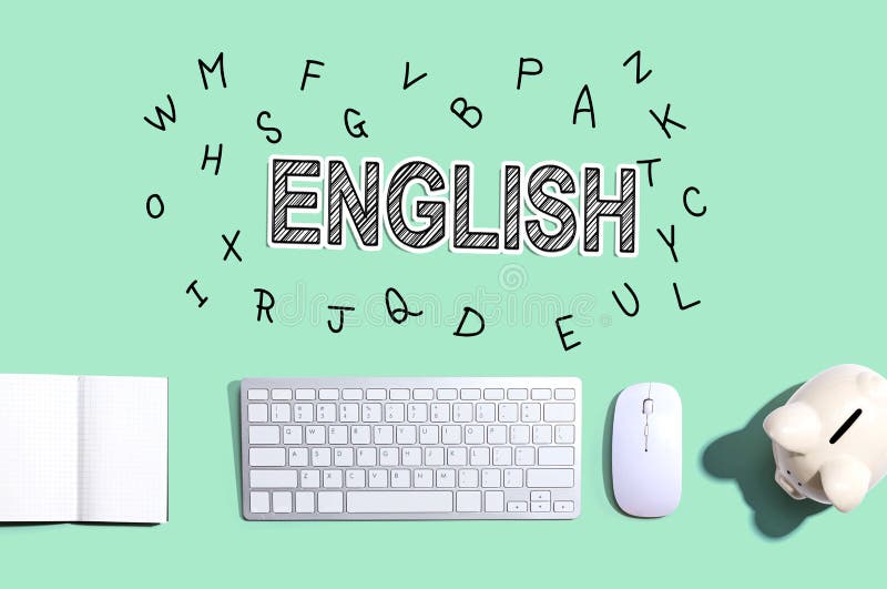 Learning English Concept with a Computer Keyboard Stock Illustration ...